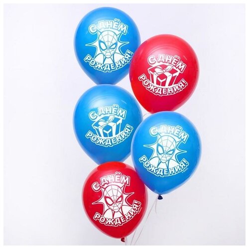 Воздушные шары «С Днем Рождения», Человек-паук, 25 шт, 12"