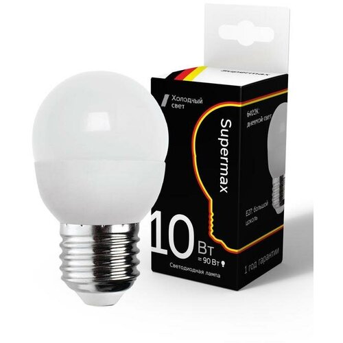 Лампа светодиодная Supermax 10Вт шар 45мм 6400К E27 230В космос Sup_LED10WGL45E2764