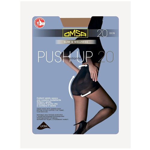 Колготки Omsa Push Up, 20 den, размер 3/M, бежевый, коричневый