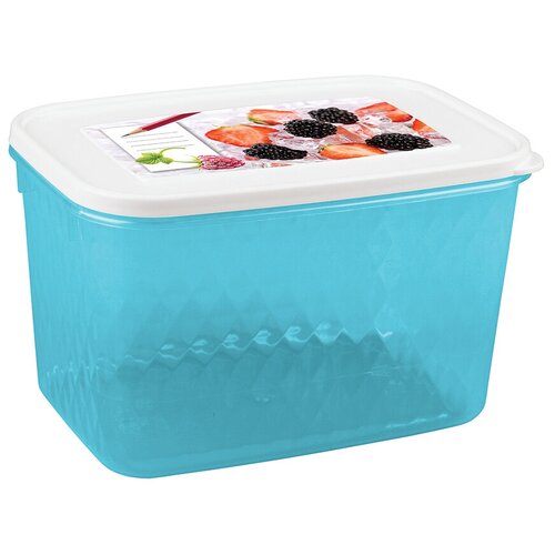 Phibo Контейнер Кристалл для хранения и замораживания продуктов с декором 1,7л, 12.5x18 см, голубой/белый