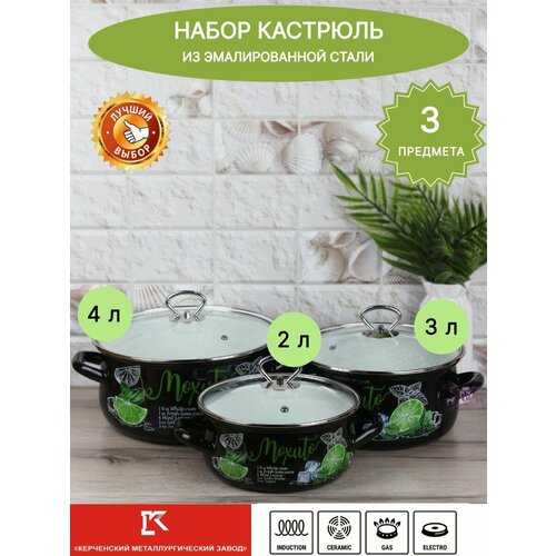 Набор кастрюль 3 пр. Мохито Экстра черная (2л, 3л,4л)