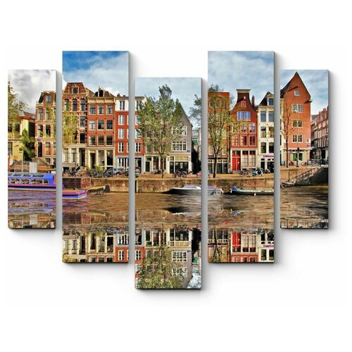 Модульная картина Зеркальная гладь канала, Амстердам 151x123