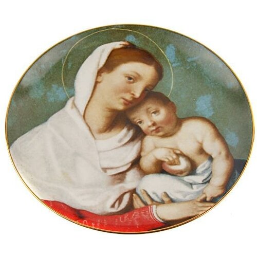 Коллекционная тарелка "Мадонна с Младенцем". Фарфор, деколь. США, Международный музей, 1987 год