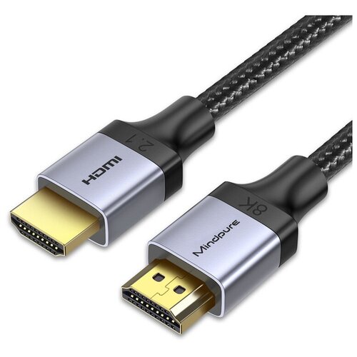 Кабель Mindpure HDMI - HDMI 2.1 8k 60Hz, 4k 120Hz, HDR, eARC, Тканевая оплетка HD009 2м.