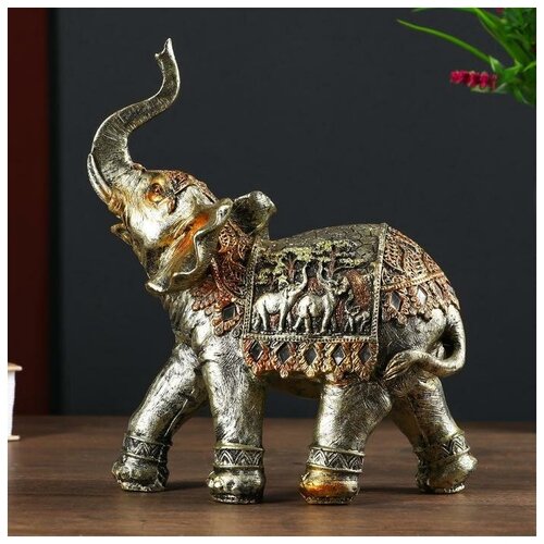 Сувенир полистоун "Африканский слон, на попоне слоны" 23х20,5х8,5 см