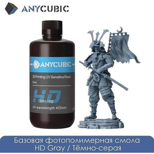 Фотополимерная смола Anycubic Basic UV Resin, 1л. HD серый