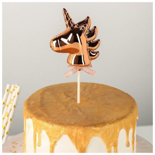 Топпер для торта «Единорог», 21×7 см, цвет бронзовый