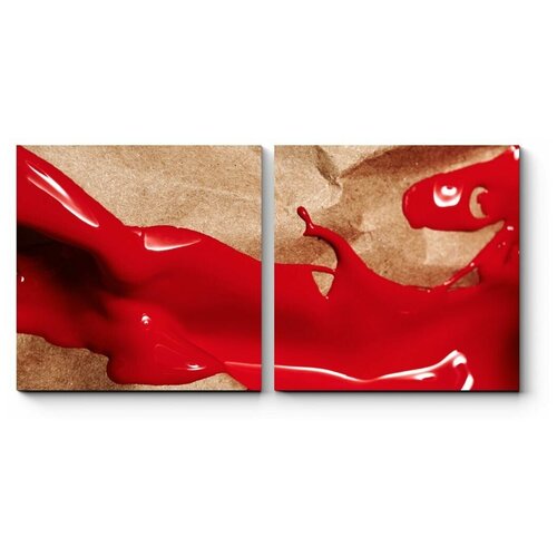 Модульная картина Красный и крафт 50x25