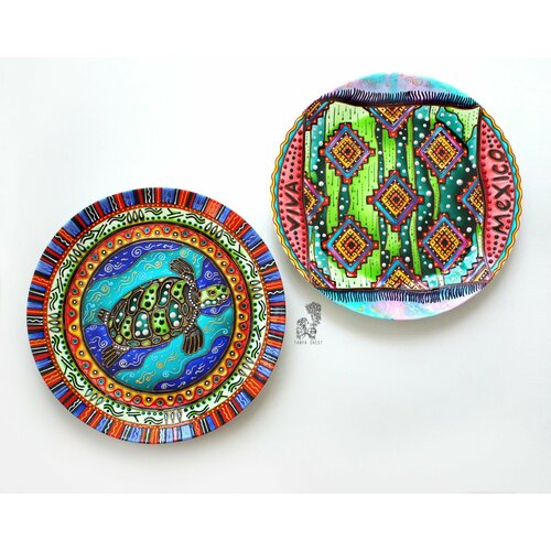 Набор декоративных тарелок "Мексиканский бриз" Ручная роспись