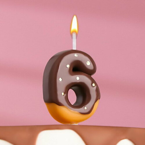 Свеча в торт "Шоколадная глазурь", цифра "6", 3.8 см