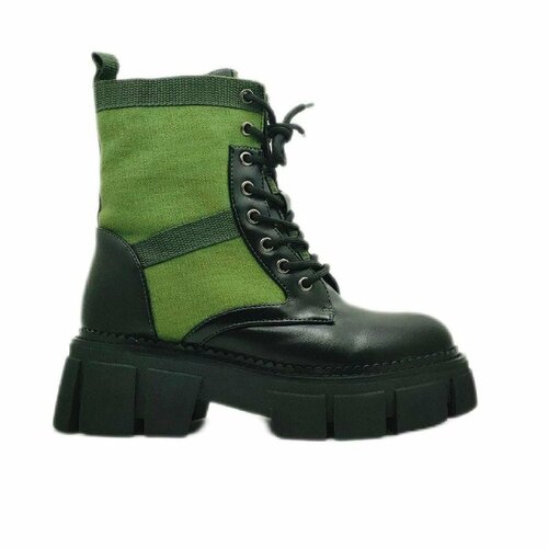 Ботинки, размер 38, черный, зеленый