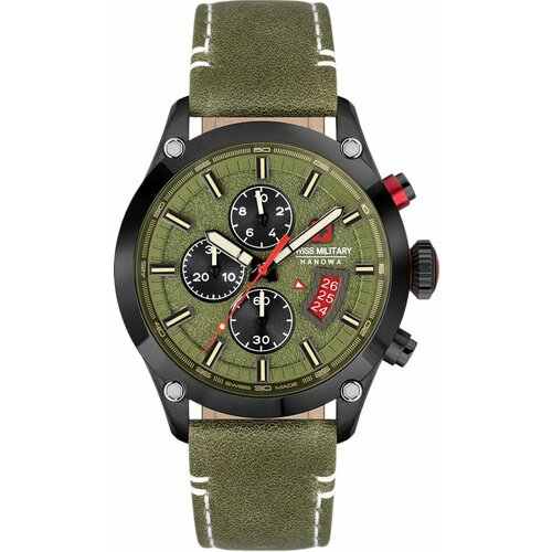 Наручные часы Swiss Military Hanowa Оригинальные мужские Blackbird SMWGC2101430. Кварцевые для мужчин производства Швейцарии, зеленый