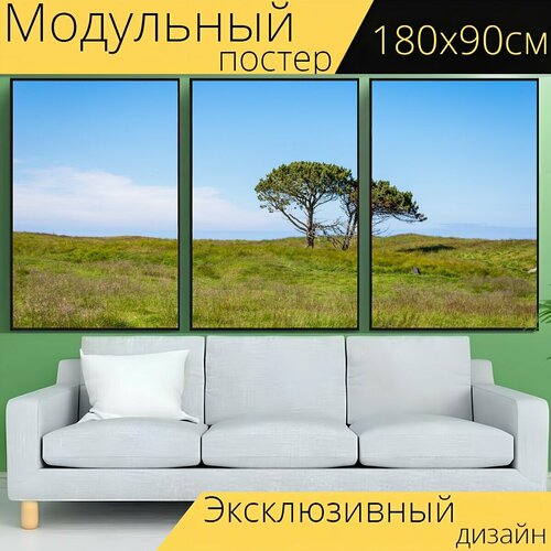 Модульный постер "Природа, пейзаж, трава" 180 x 90 см. для интерьера