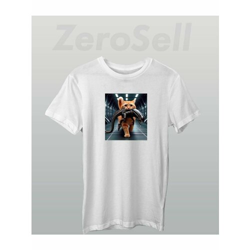 Футболка Zerosell кот и чужой, размер XXXL, белый