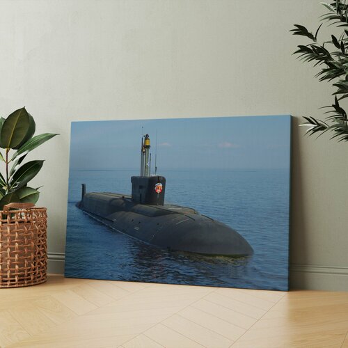 Картина на холсте "Подводная лодка посреди океана" 30x40 см. Интерьерная, на стену.