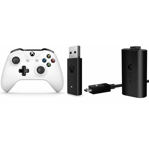 Геймпад Microsoft Xbox One S / X / Series S / X Wireless Controller White Белый 3 ревизия с bluetooth джойстик + Оригинальный аккумулятор + Адаптер