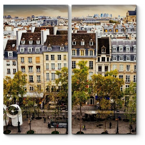 Модульная картина Над крышами Парижа90x90