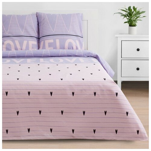 Комплект постельного белья Этель Violet love, 1.5-спальное, бязь, розовый