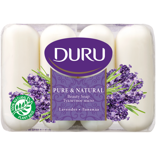 DURU Мыло кусковое Pure & natural Лаванда, 4 шт., 85 г