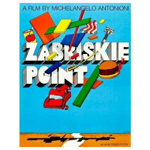 Плакат, постер на холсте Milton Glaser-Zabriskie point-Милтон Глайзер-Забриски пойнт. Размер 21 х 30 см