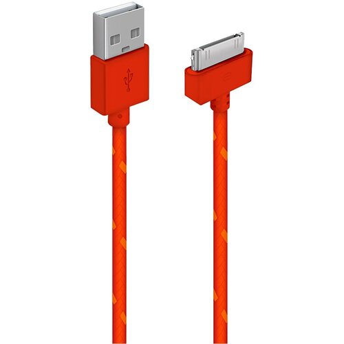 OXION DCC009 дата-кабель с возможностью зарядки для iPhone 4/4S, USB 2.0 (M)- 30-pin(M), 1м, оплётка кабеля красный (OX-DCC009RD)
