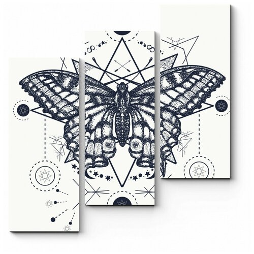 Модульная картина Эскиз бабочки 70x75
