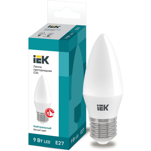 Лампа светодиодная IEK ECO 4000K, E27, C35, 9 Вт, 4000 К