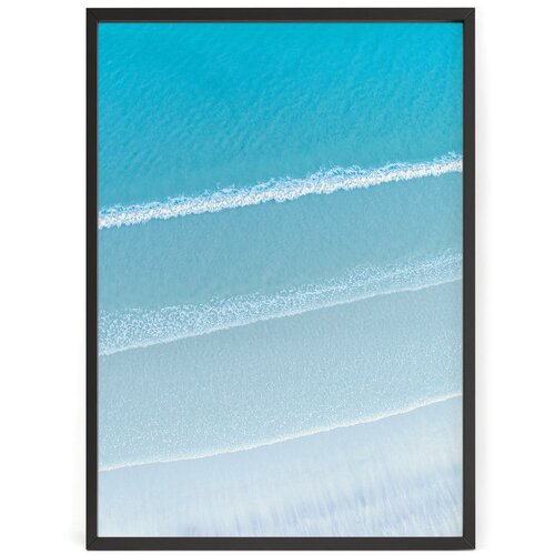 Фото-постер на стену с изображением голубого океана и волн 70 x 50 см в тубусе