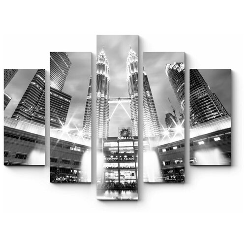 Модульная картина Монохромное сияние Куала-Лумпур 95x76