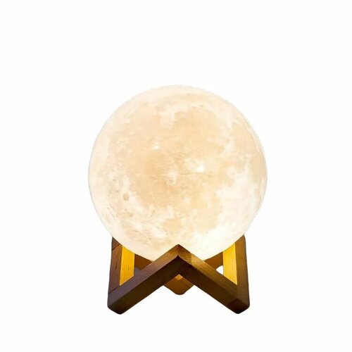 Светильник-ночник 3D шар Луна Goodly Moon Lamp, на деревянной подставке с пультом NCH-020-1 / Сенсорное управление, 20 см