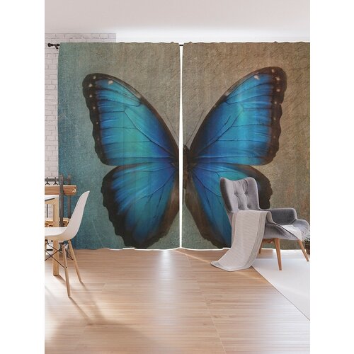 Шторы под лён JoyArty "Спокойствие бабочки", серия Oxford DeLux, 340х265 см