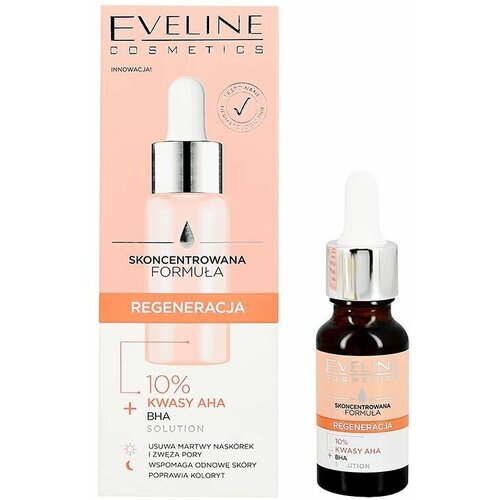 Сыворотка для лица EVELINE с 10% AHA, BHA-кислотами (регенерирующая) 18 мл