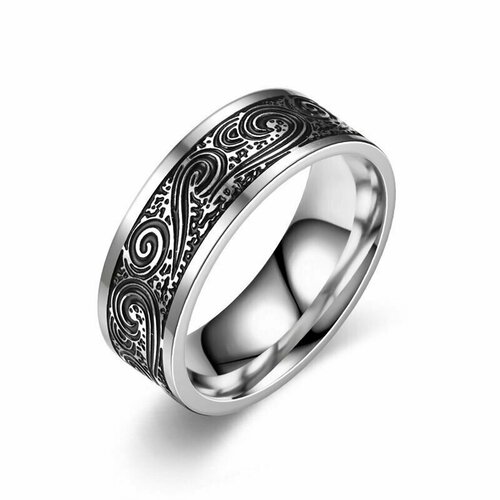 Кольцо помолвочное, размер 17, черный, серебряный