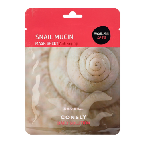 Consly Маска тканевая для лица с муцином улитки - daily solution snail mucin mask sheet, 25мл