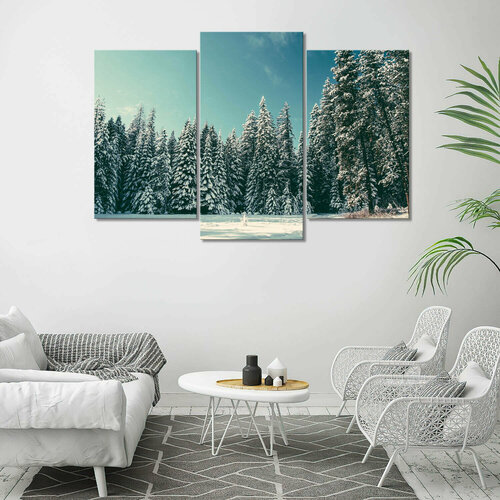 Модульная картина/Модульная картина на холсте/Модульная картина в подарок/голубой лес - blue forest150х100