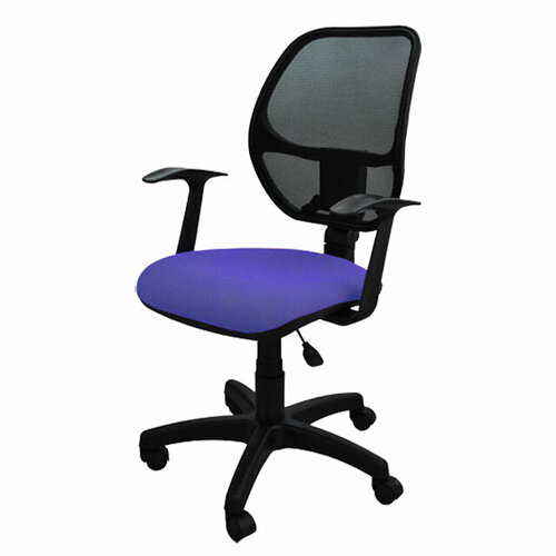 Компьютерное кресло Меркурий ПВМ, цвет синий, спинка чёрная сетка