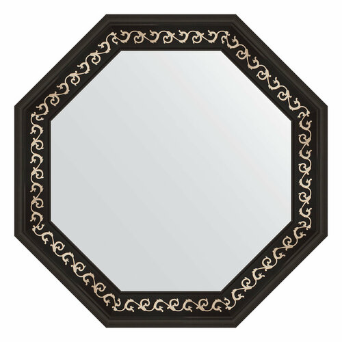 Зеркало настенное Octagon EVOFORM в багетной раме чёрный ардеко, 69х69 см, для гостиной, прихожей, кабинета, спальни и ванной комнаты, BY 7329