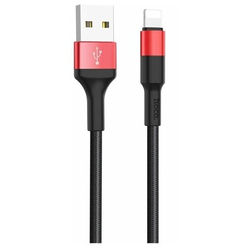 Кабель USB - 8 pin FaisON HX26 Xpress, 1.0 м, 2.4A, цвет: чёрный, красная вставка