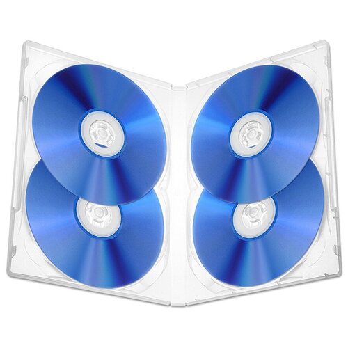 Коробка DVD Box для 4 дисков, 14мм полупрозрачная без вставки, упаковка 5 штук.