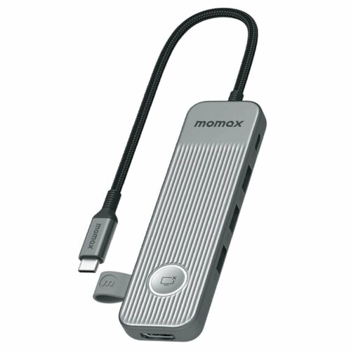 USB-Хаб Type-C Momax ONELINK 6 в 1, Type-C PD 100 Вт, 3xUSB-A, HDMI 4K60Hz, (DH16E), серый