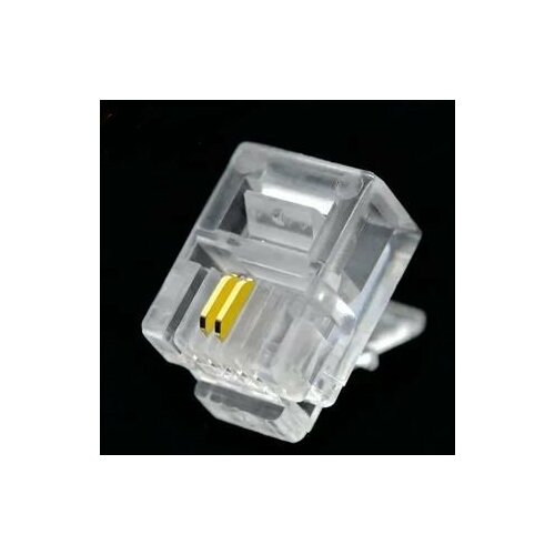 Коннектор RJ11/ разъём RJ-11 6P2C 2 PINS RJ11 / покрытие позолоченное, 100 шт. в упаковке