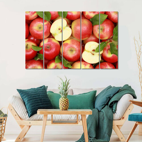 Модульная картина/Модульная картина на холсте/Модульная картина в подарок/ Красные яблоки (2)/Red apples (2) 125х80