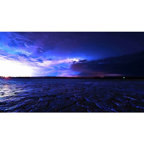 Картина на холсте 60x110 Альянс Лес "Шторм storm гроза lightning" на подрамнике / интерьер/ декор