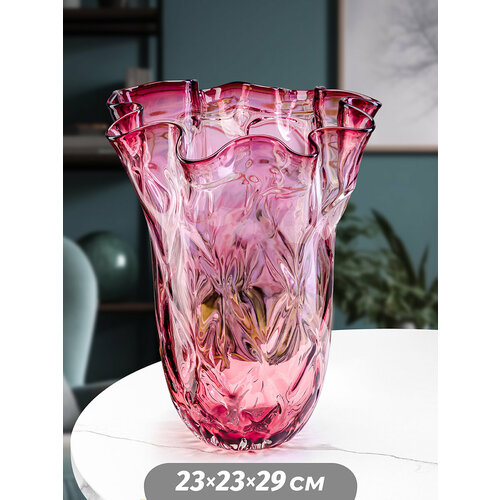 Ваза 3.5 л Elan Gallery 23х23х29 см розово-прозрачная-омбре, стекло