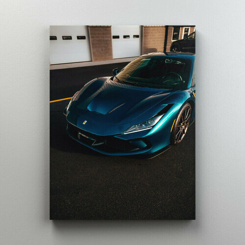 Интерьерная картина на холсте "Спорткар синий Lamborghini Aventador - Ламборгини Авентадор" размер 30x40 см