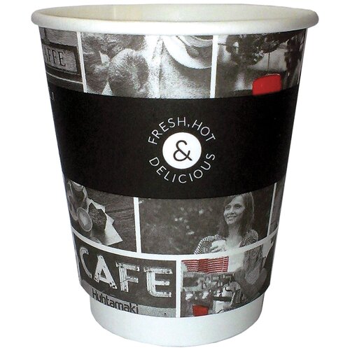 Huhtamaki Стаканы одноразовые бумажные Cafe Noir, 200 мл, 26 шт., серый/черный