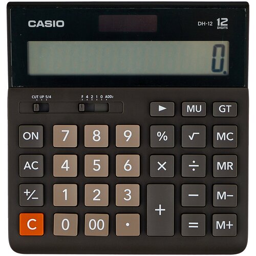 Калькулятор бухгалтерский CASIO DH-12-BK-S, черный/серый