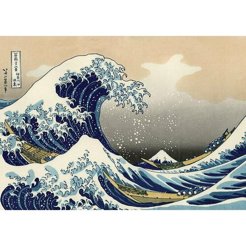 Плакат, постер на холсте Большая волна в Канагаве. Размер 42 х 60 см