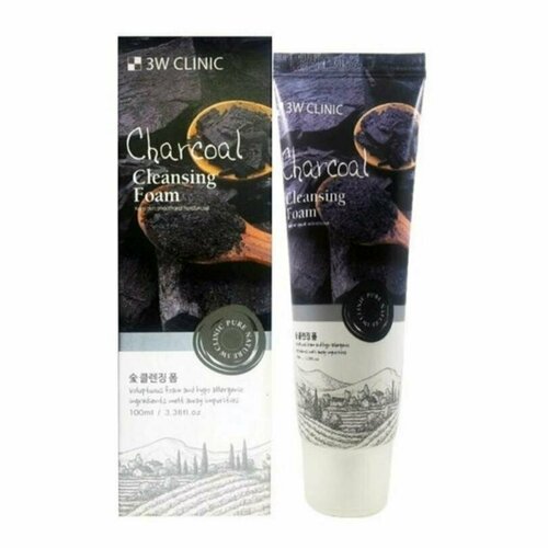 3W CLINIC Глубокоочищающая пенка для сужения пор Charcoal Cleansing Foam, 100 мл