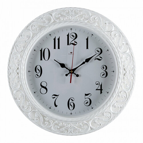 Часы настенные Рубин круг с узором d 39,5 см, корпус белый "Классика" (4051-103W)